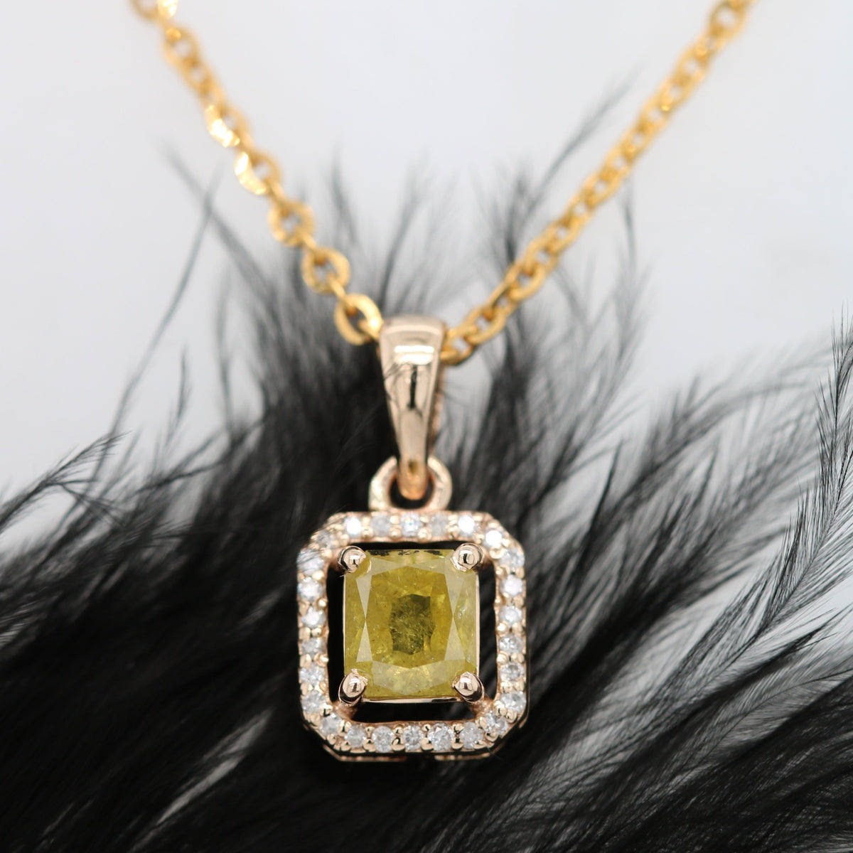 Square Yellow Diamond Necklace